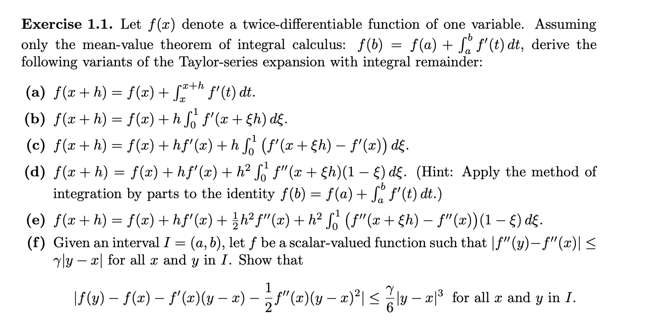 Solved Exercise 1.1. Let f(x) denote a twice-differentiable | Chegg.com