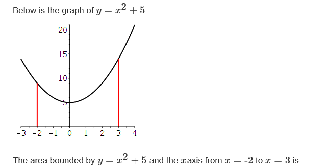 Solved Below is the graph of y=x2+5. The area bounded by | Chegg.com