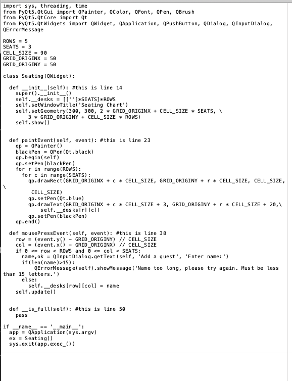 Solved Consider making a seating chart for a classroom or | Chegg.com