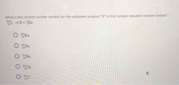 Solved What is the correct nuclear symbol for the unknown | Chegg.com