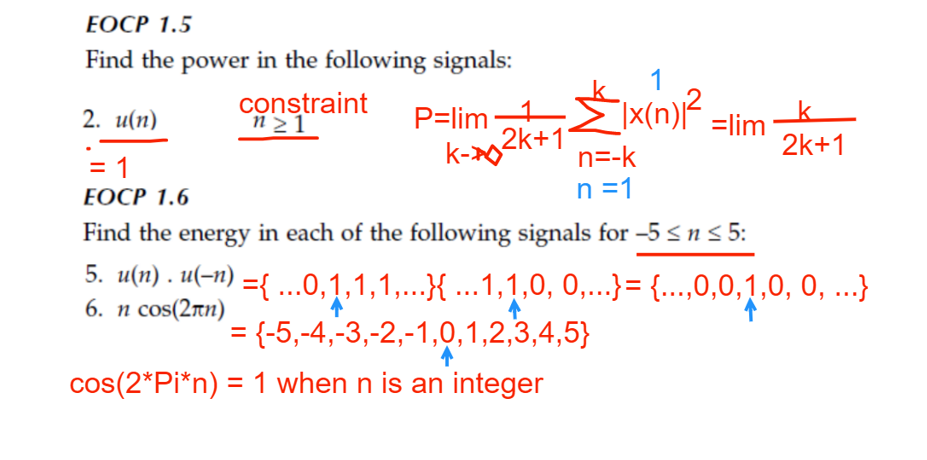Solved "\x(n)/² =lim k-192k+1 EOCP 1.5 Find the power in the | Chegg.com