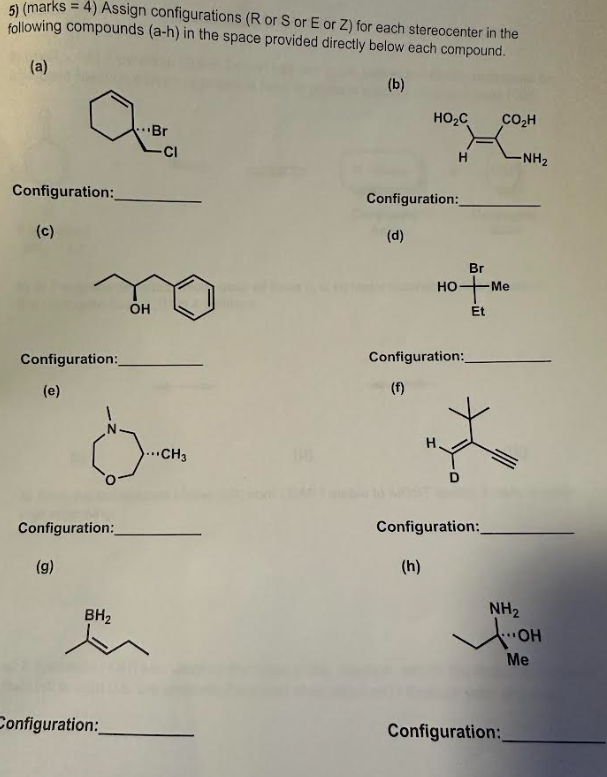 Solved 5) (marks =4 ) Assign configurations ( R or S or E or | Chegg.com