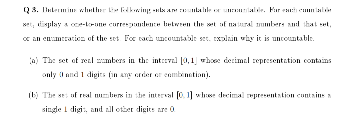 Solved Q 3. Determine whether the following sets are | Chegg.com