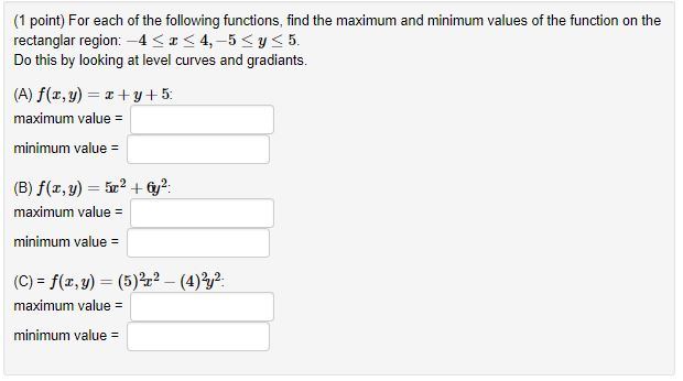 Solved (1 point) For each of the following functions, find | Chegg.com
