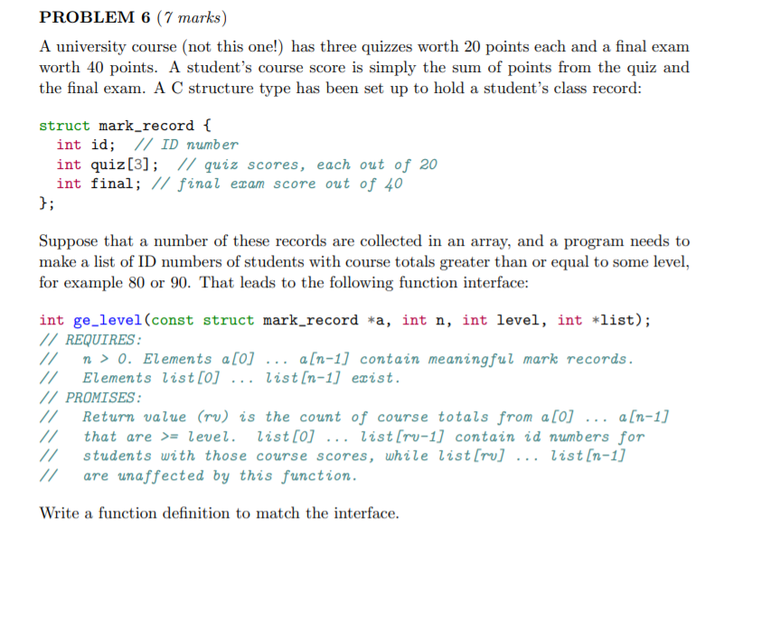 Solved PROBLEM 6 (7 marks) A university course (not this | Chegg.com