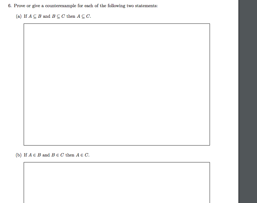 Solved 6. Prove or give a counterexample for each of the | Chegg.com
