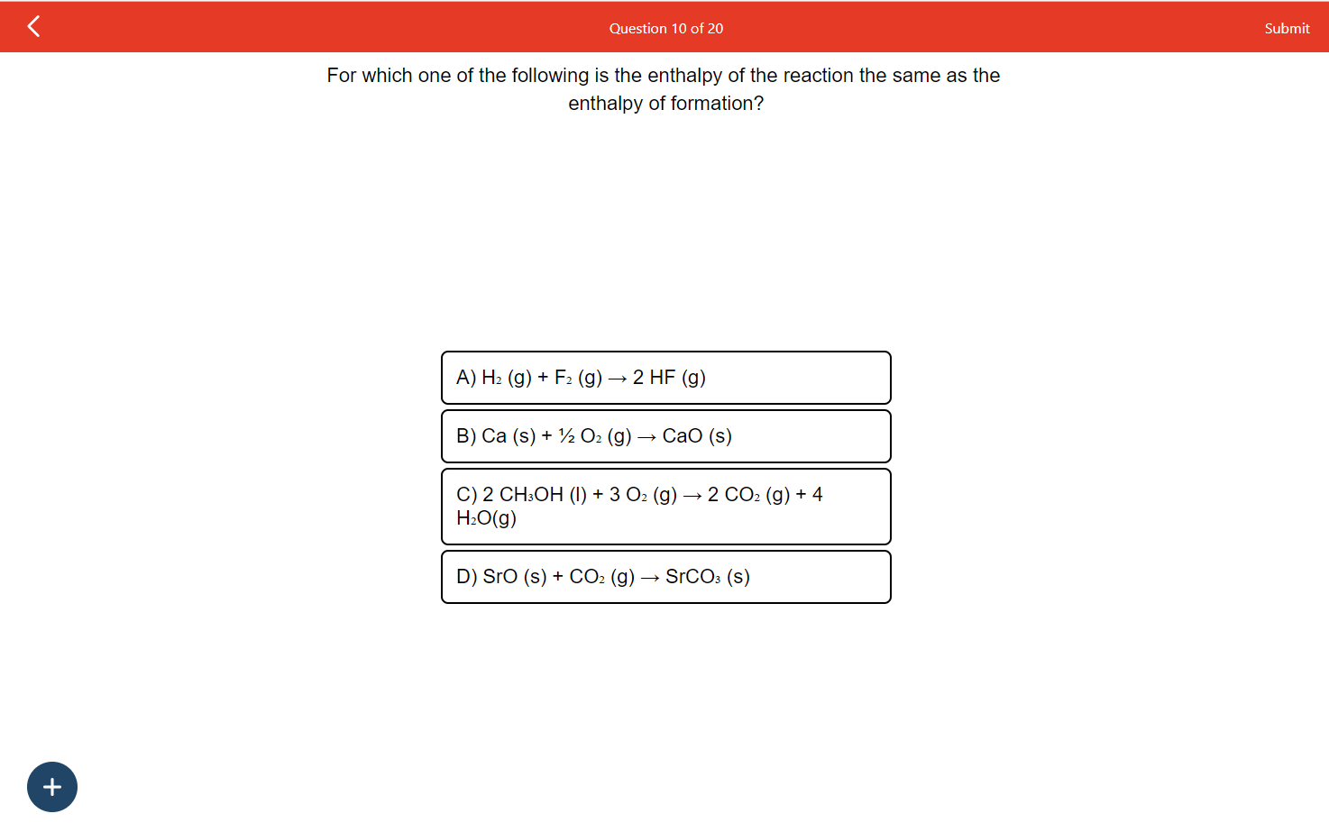 Solved For which one of the following is the enthalpy of the | Chegg.com