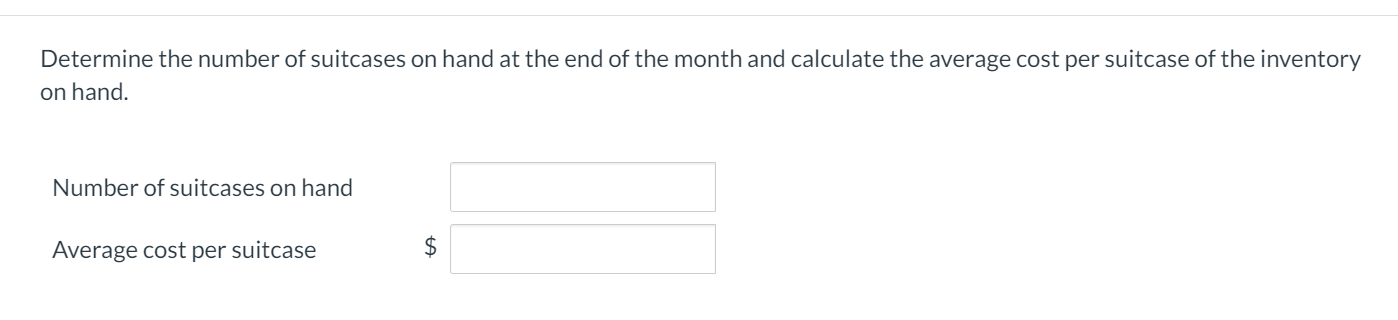 Solved Bramble Warehouse distributes suitcases to retail | Chegg.com