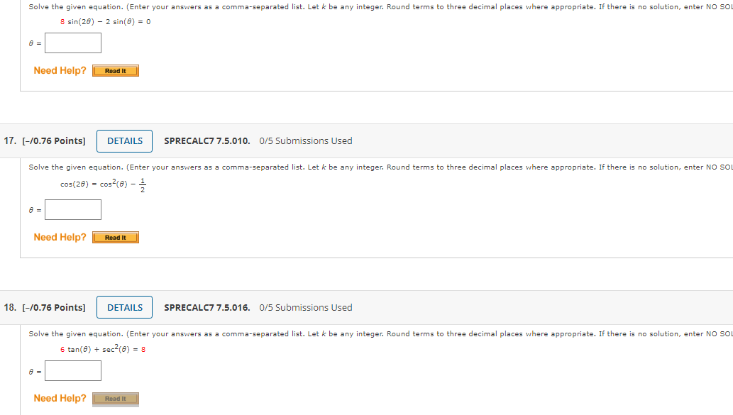 Solved A) Solve the given equation.(Enter your answers as a | Chegg.com