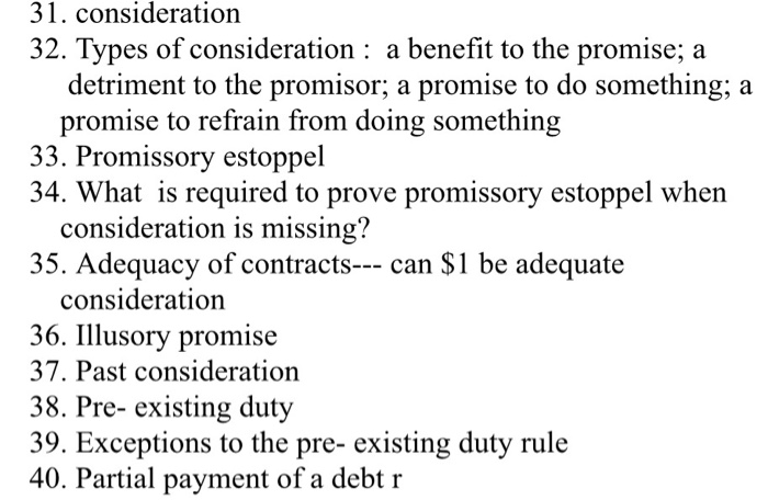 Solved 31. consideration 32. Types of consideration: a | Chegg.com