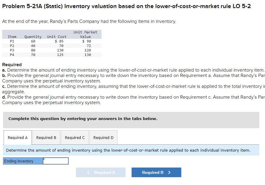 Solved Problem 5-21A (Static) Inventory valuation based on | Chegg.com