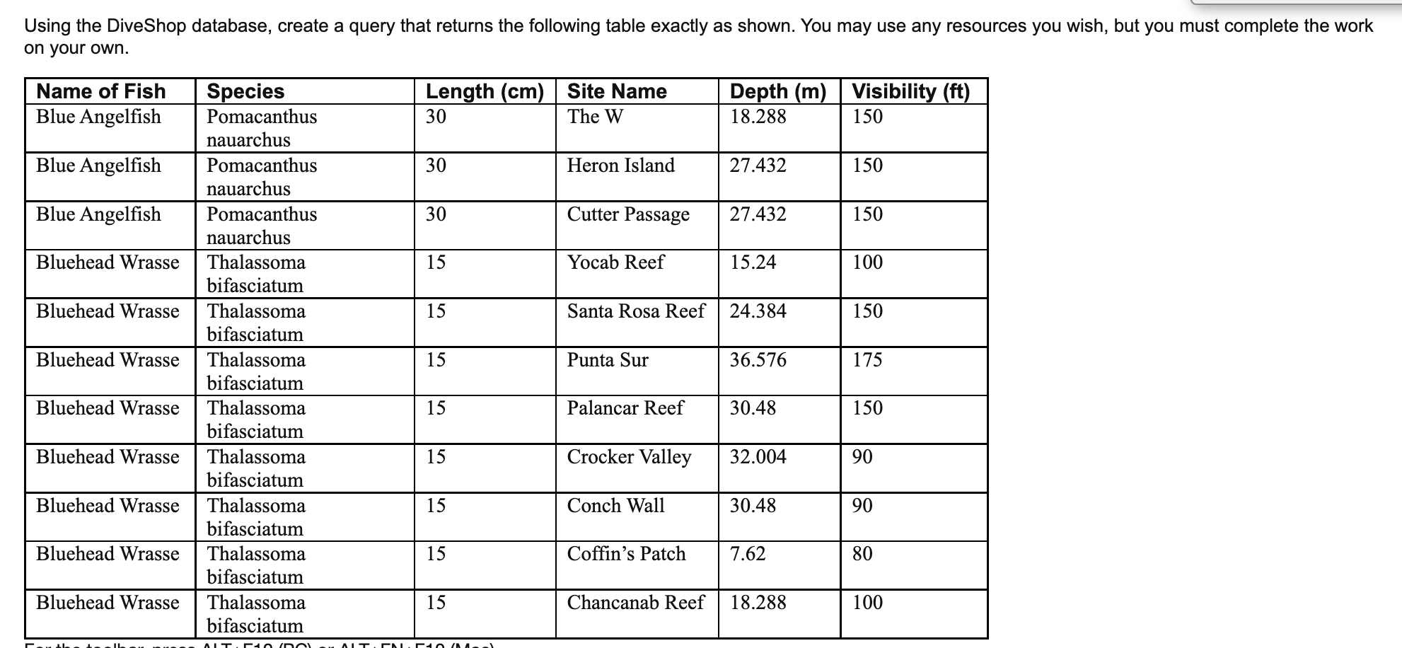 Solved Using the DiveShop database, create a query that | Chegg.com