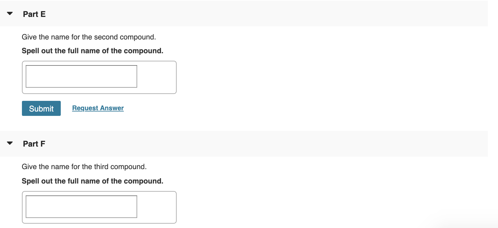 Solved Part C Give the formulas of the compounds. | Chegg.com