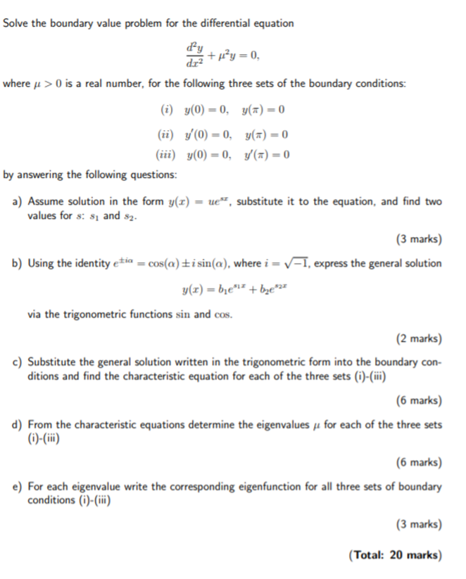 Solved Solve the boundary value problem for the differential | Chegg.com