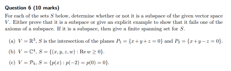 Solved For each of the sets S below, determine whether or | Chegg.com