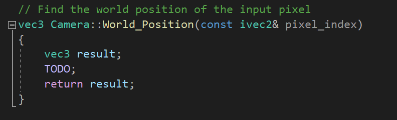 Solved A The World Position Function In The Camera Class Chegg