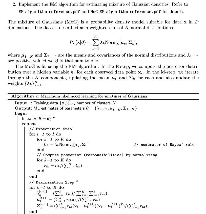 2. Implement the EM algorithm for estimating mixture | Chegg.com