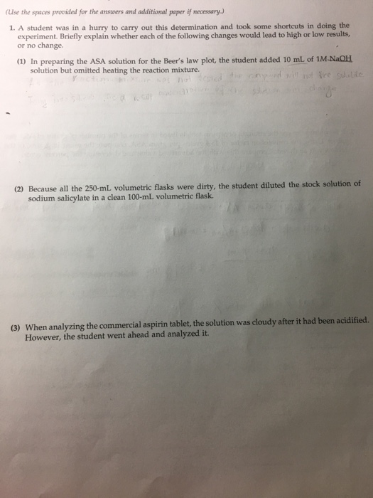Solved (Use the spaces provided for the answers and | Chegg.com