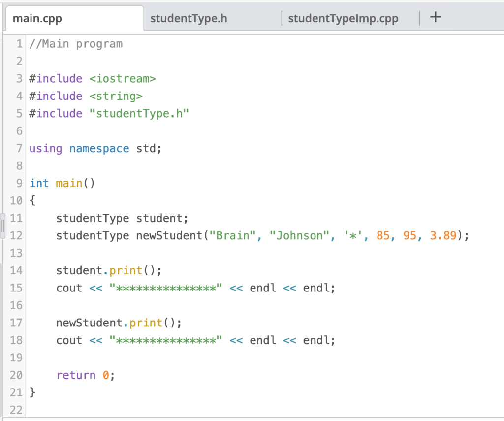 Solved The program should have 3 files named | Chegg.com