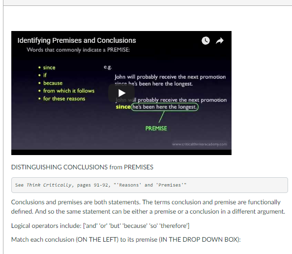 Solved Identifying Premises and Conclusions Words that | Chegg.com