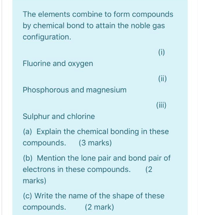 Solved The elements combine to form compounds by chemical | Chegg.com