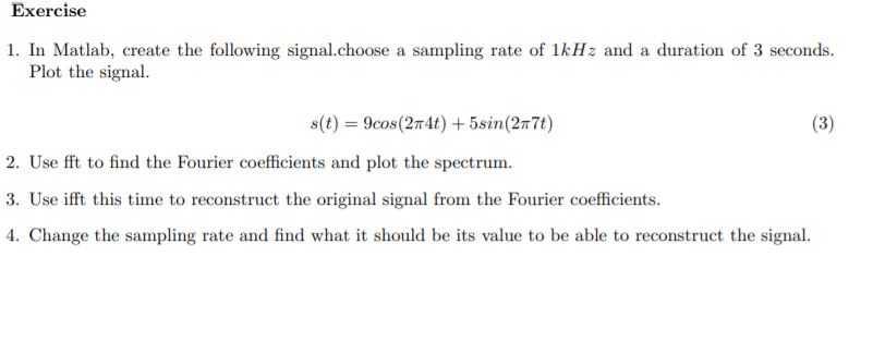 Solved Exercise 1. In Matlab, create the following | Chegg.com