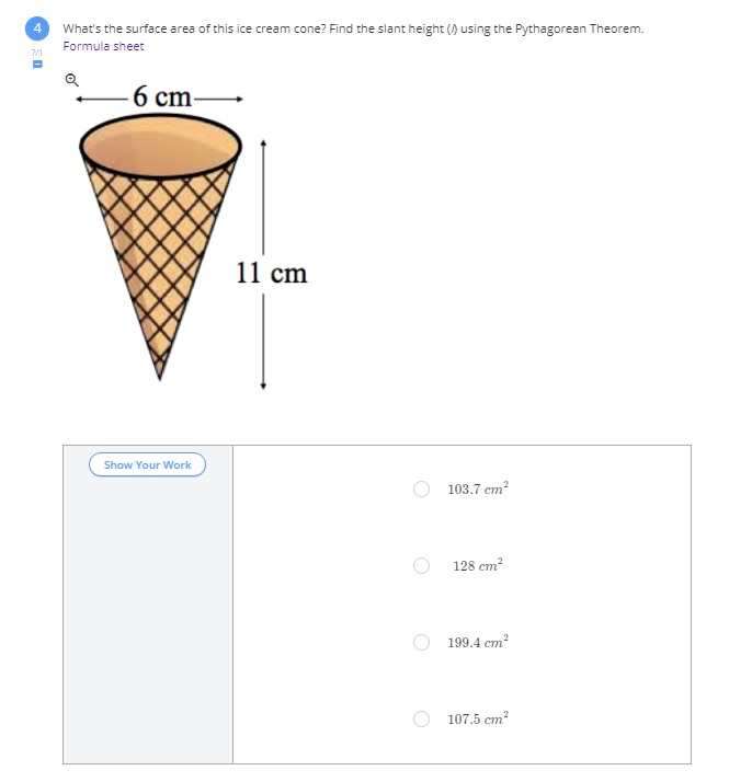 Solved 4 What's the surface area of this ice cream cone? | Chegg.com
