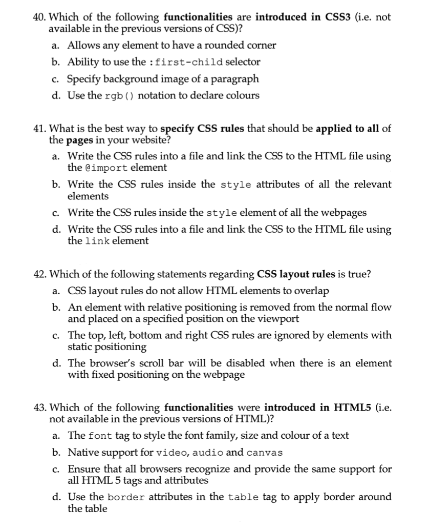 Solved 40. Which of the following functionalities are | Chegg.com