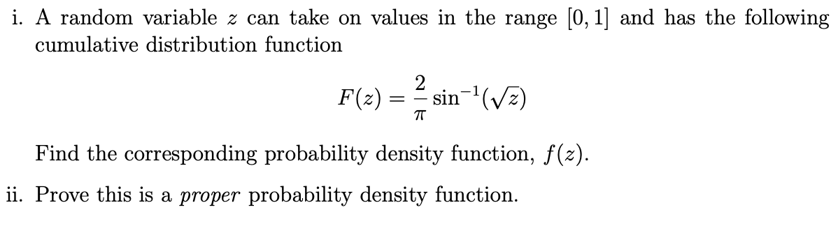 Solved i. A random variable z can take on values in the | Chegg.com