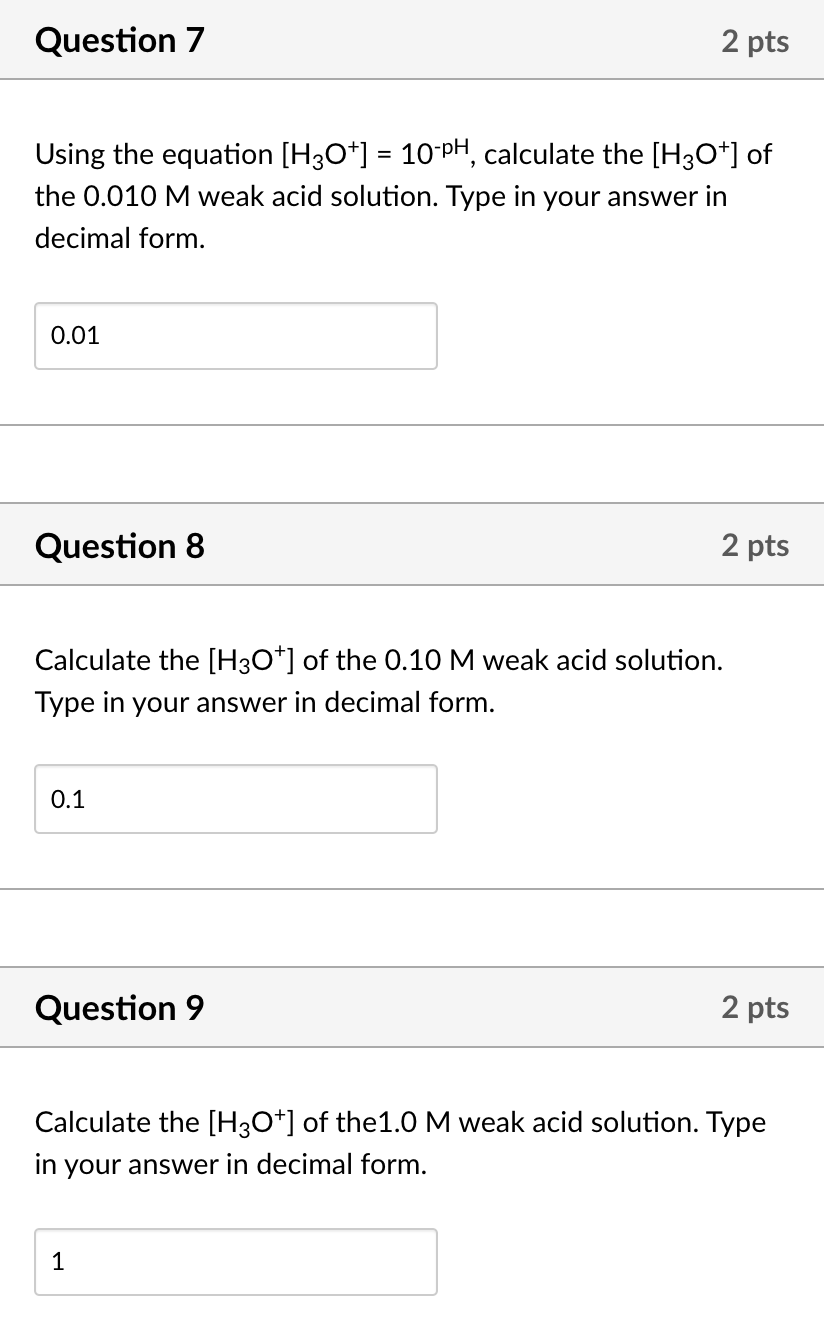 Solved Given: [H+] = 0.01M Formula to calculate pH is given | Chegg.com