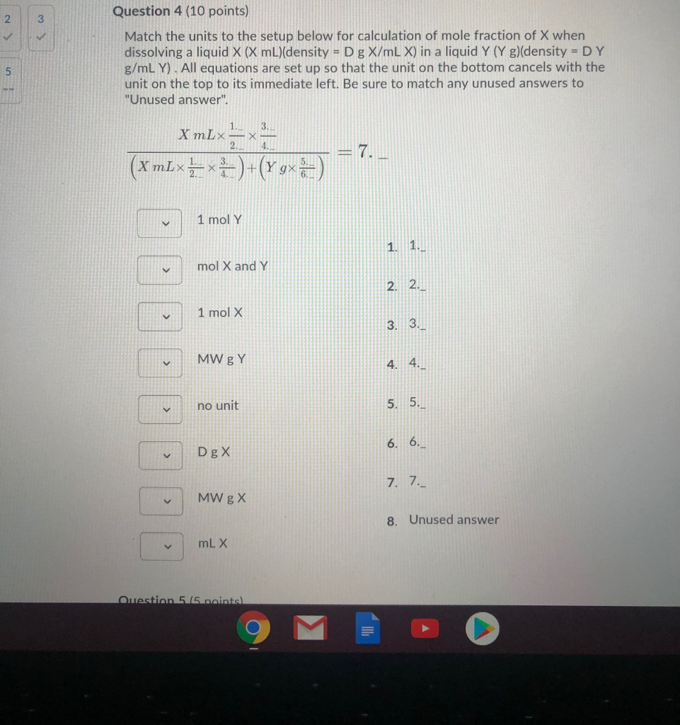 Solved 2 3 Question 4 (10 points) Match the units to the | Chegg.com