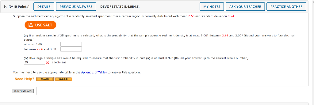 Solved 9. [O/10 Points] DETAILS PREVIOUS ANSWERS DEVORESTAT9 | Chegg.com