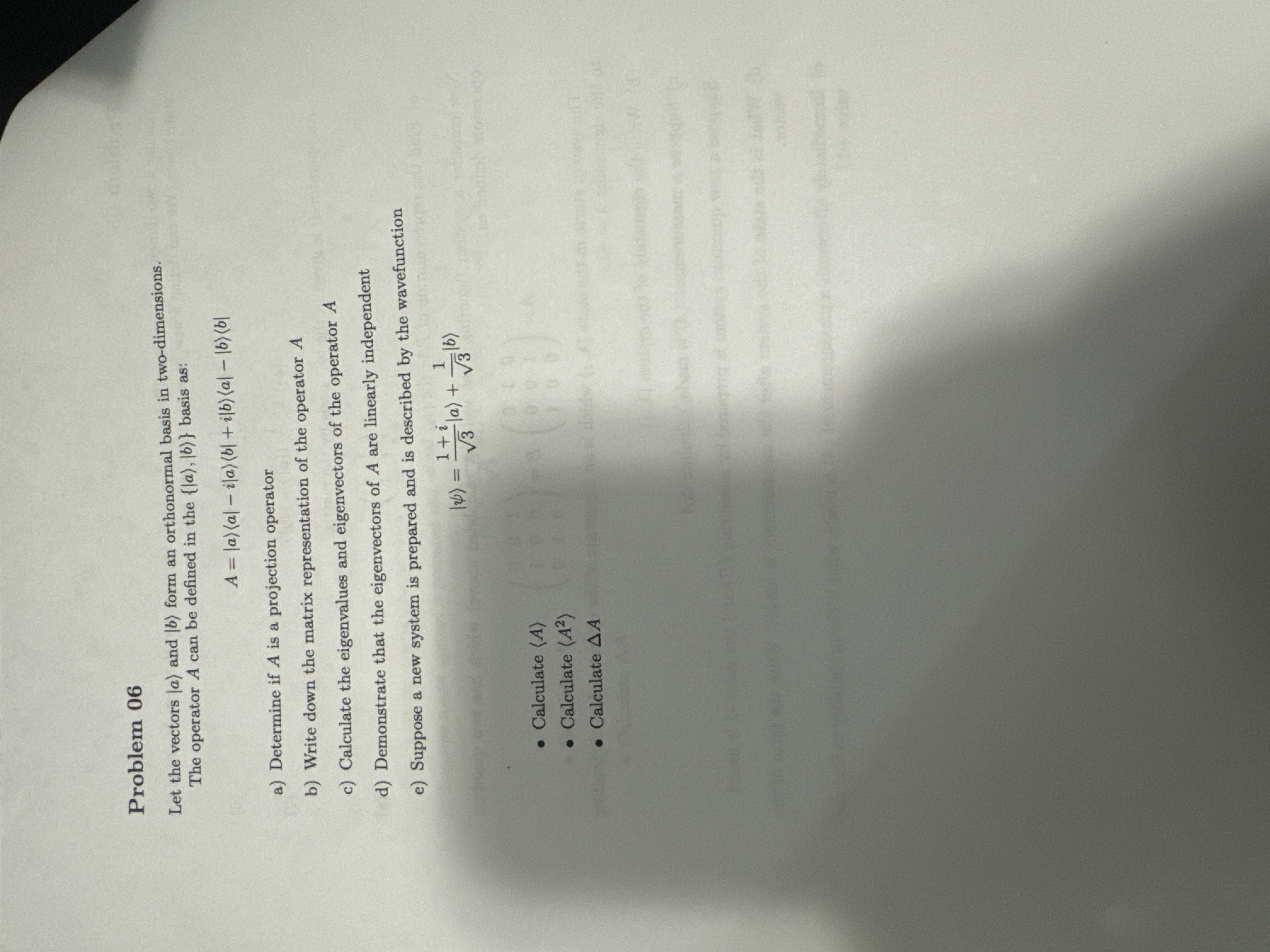 Solved Problem 06 Let the vectors |a:) and |b:) form an | Chegg.com