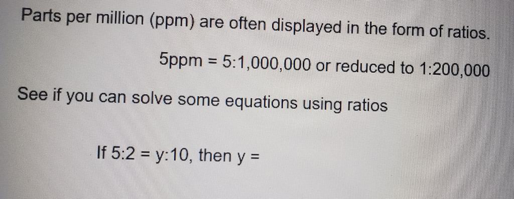 Solved Parts per million (ppm) are often displayed in the | Chegg.com