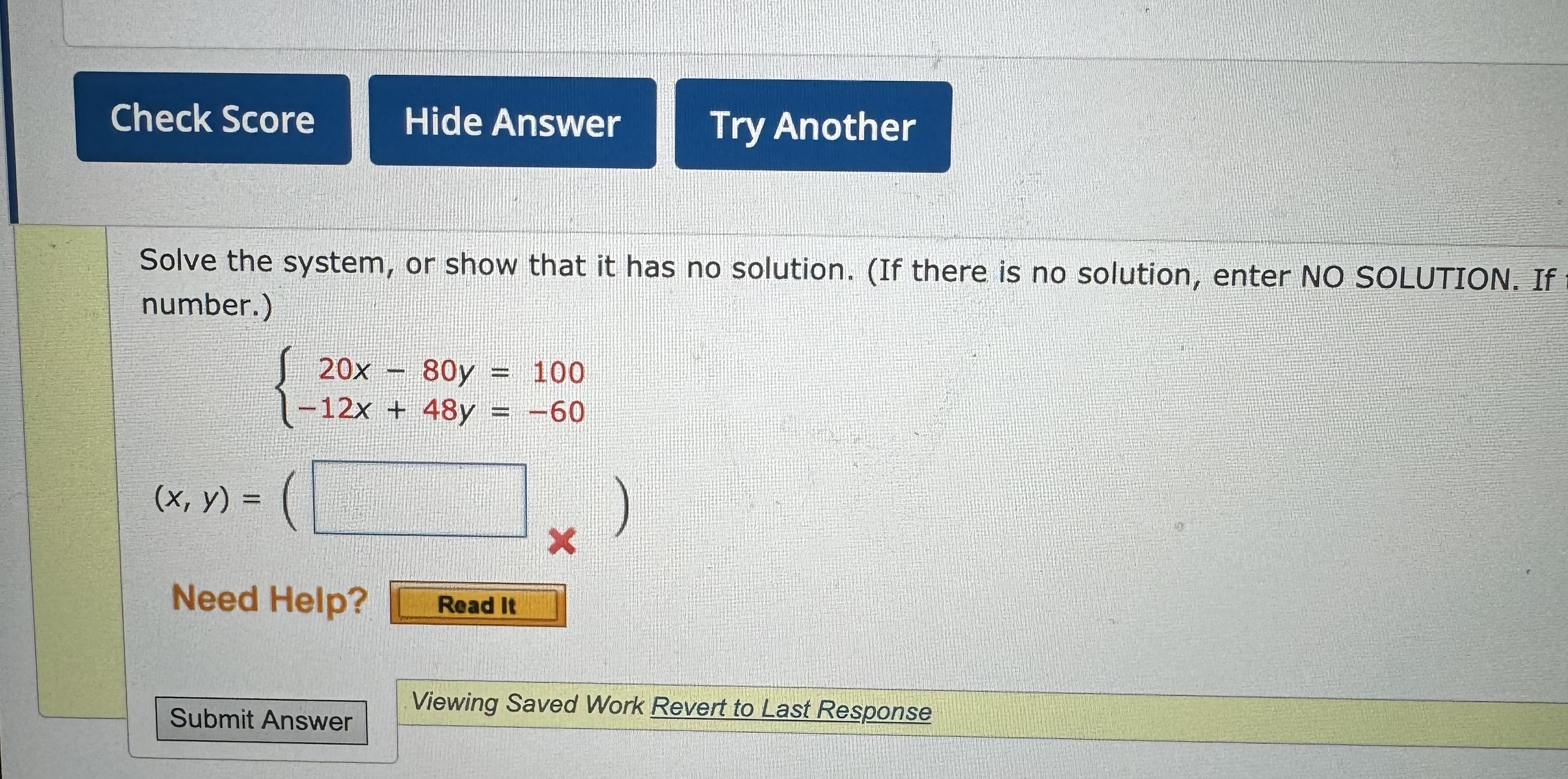 Solved Solve the system, or show that it has no solution. | Chegg.com