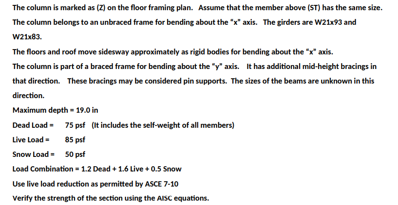 Solved Determine the compression force acting on column (ST) | Chegg.com