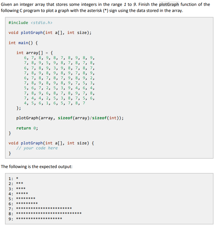 Solved Given an integer array that stores some integers in | Chegg.com