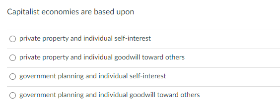 Solved Capitalist economies are based upon private property | Chegg.com