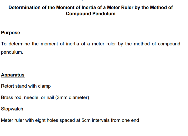 Solved Determination of the Moment of Inertia of a Meter | Chegg.com