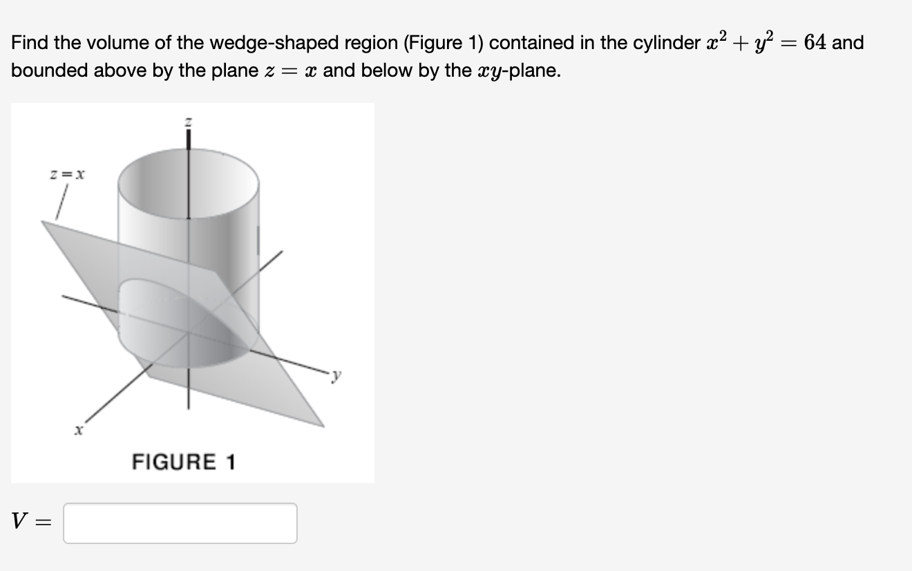 Solved Find the volume of the wedge-shaped region (Figure 1) | Chegg.com