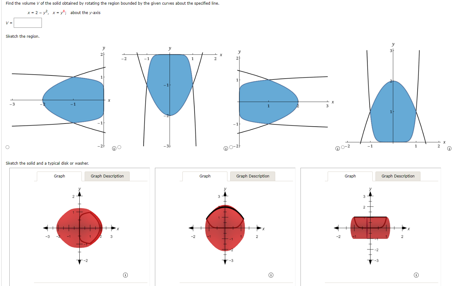 Solved Find the volume V of the solid obtained by rotating | Chegg.com