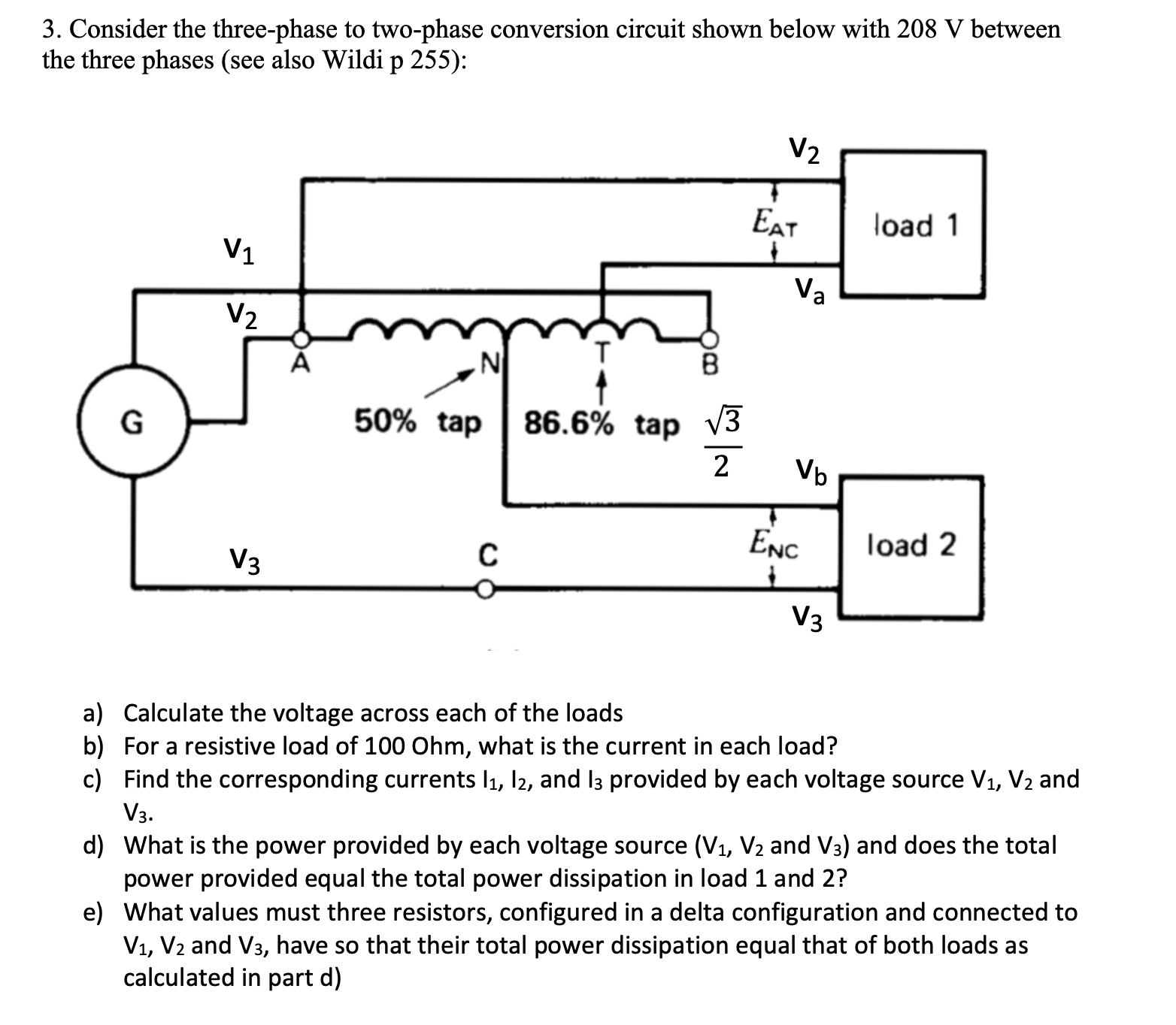 Solved 3. Consider the three-phase to two-phase conversion | Chegg.com