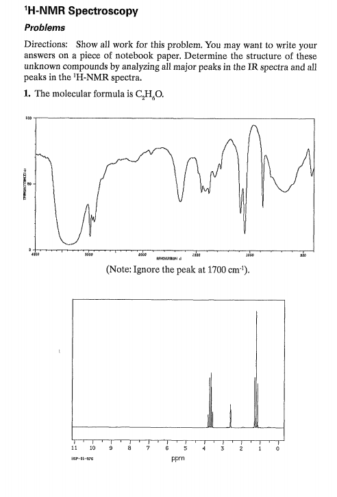 Solved H-NMR Spectroscopy Problems Directions: Show all work | Chegg.com
