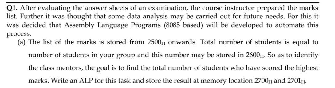 Solved Q1. After evaluating the answer sheets of an | Chegg.com