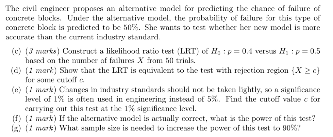 Solved The civil engineer proposes an alternative model for | Chegg.com