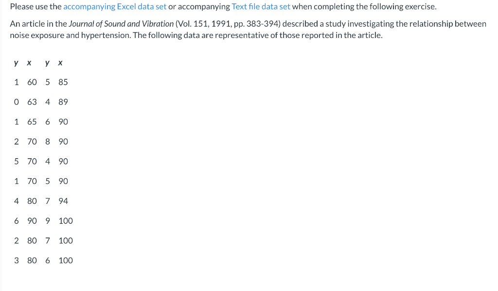 Solved Please use the accompanying Excel data set or | Chegg.com