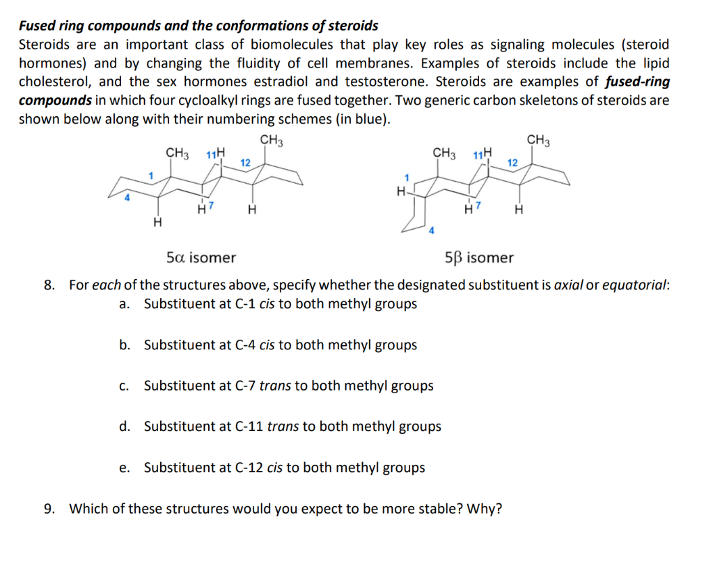 Solved Fused ring compounds and the conformations of | Chegg.com