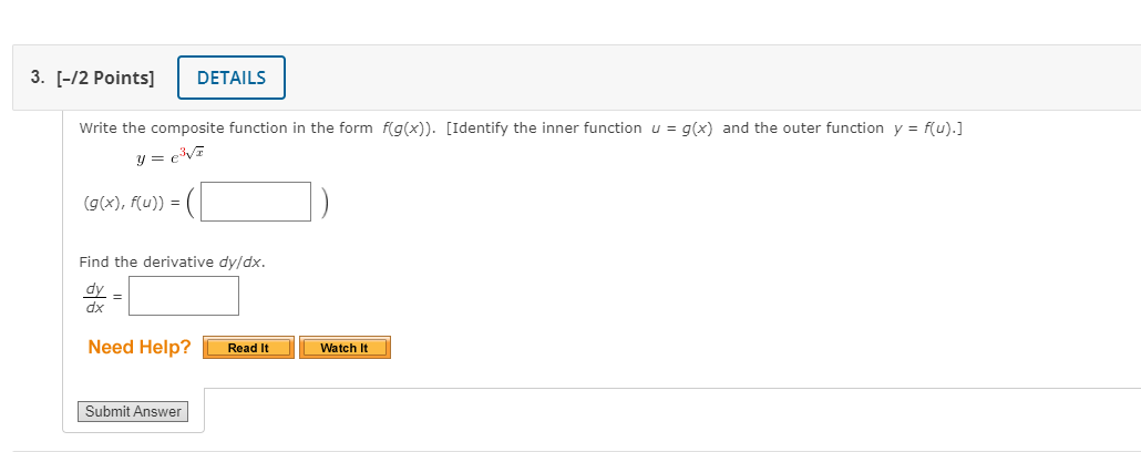 Solved Write The Composite Function In The Form F G X