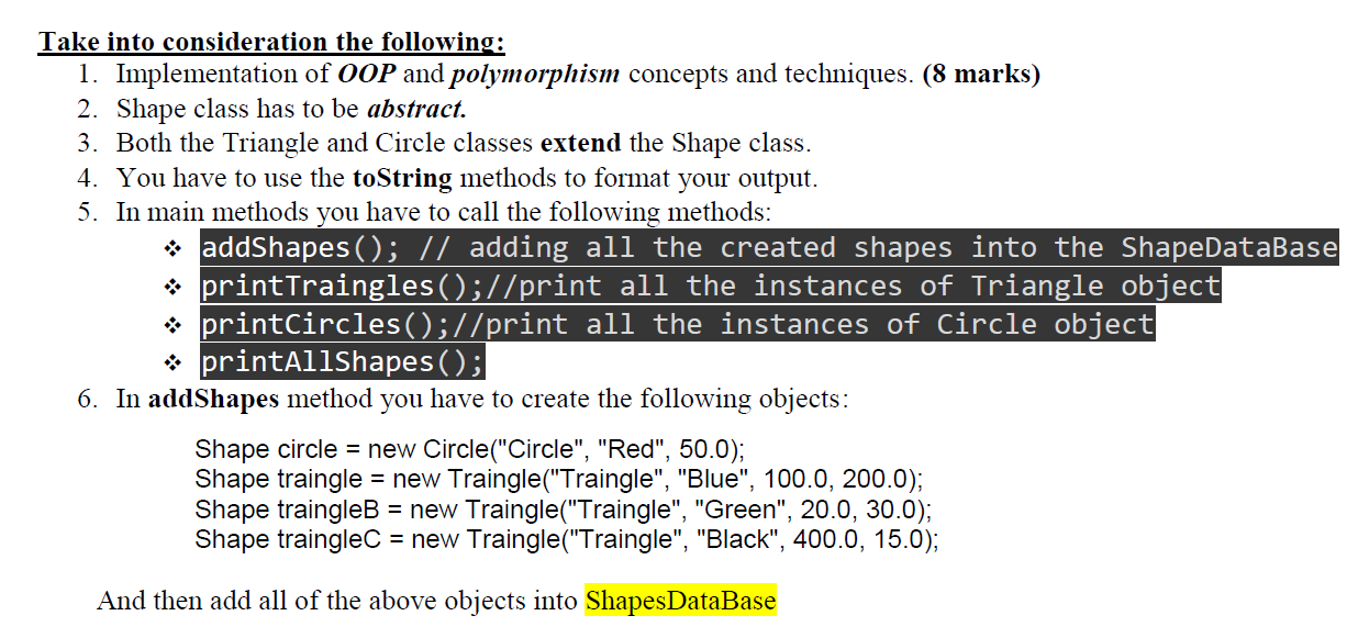 Solved Object Objoct Object Main Shape Properties с геаdOnly | Chegg.com
