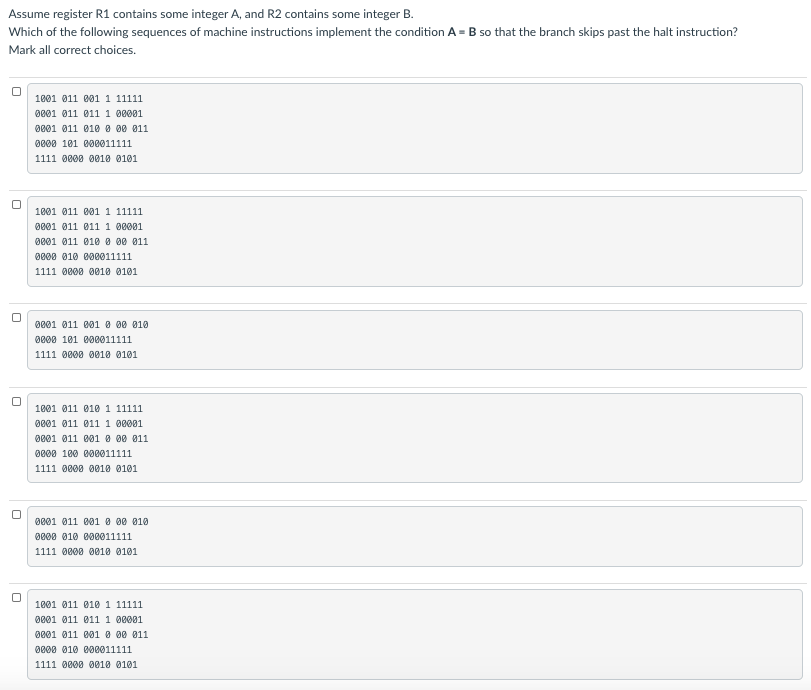 Assume register R1 contains some integer A, and R2 | Chegg.com